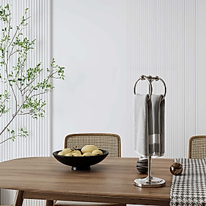 BGL Fingertip Towel Holder Stand Hand Towel Ring for Bathroom or Kitchen Vanity Countertops to Store Hand Towels Washcloths or dishcloths - 2 Hanging Rings，17" High-Chrome