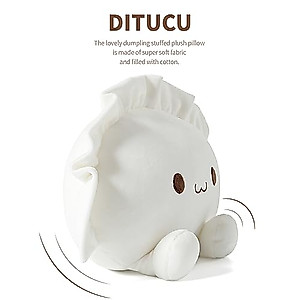 Ditucu Cute Dumpling Plush Pillow Funny Food Soup Dumpling Plushie Kawaii Stuffed Aniamls Toys Hugging Gifts for Kids White 14 inch