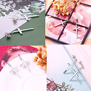 Sllaiss 925 Sterling Silver Cross Dangle Earrings For Men Women Unisex Silver Cross Dangling Earrings Christian Cool Drop Earrings Christian Jewelry