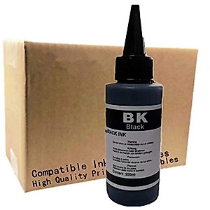 Printer Ink Dye Ink Black/Cyan/Magenta/Yellow Refill Ink Kits Suit for Eposn for Canon for HP for Brother for Lexmark for Samsung for Dell for Kodak All Inkjet Printer (100ML 1Set 4 Pcs)