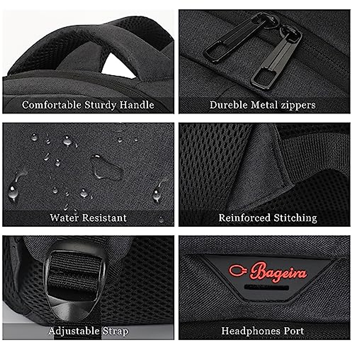 BAGEIRA 17.3 Inch Laptop Backpack, School Backpacks for teen boys, College High School Backpack. Travel Backpacks with usb Charging Port for Women Men. Anti-theft Waterproof Work Bookbags, Black