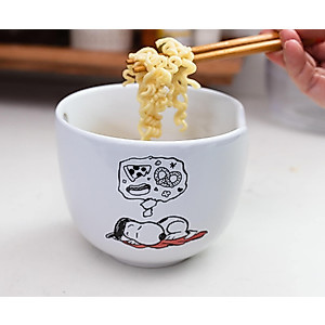 Peanuts "Munch Time" 20-Ounce Ceramic Ramen Bowl and Chopstick Set