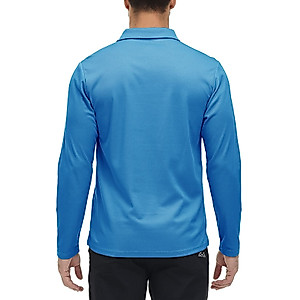 Rdruko Men's Outdoor Sport Performance Polo Long Sleeve Pullover with Pocket(Blue, US XL)