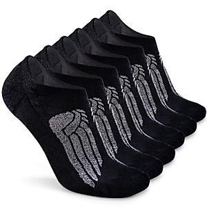 Busy Socks Women's Merino Wool No Show Socks, No Blister Funny Hidden Long Distance Running Marathon Fitness Tennis Golf Gym Wool Socks, 6 Pairs, Medium, Black
