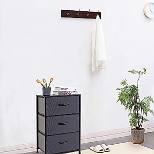 DHMAKER Nightstand with 3 Drawers, Small Dresser for Bedroom, Bedside Furniture & Accent End Table with Fabric Bins for Home, Bedroom Accessories, Living Room, College Dorm, Dark Indigo