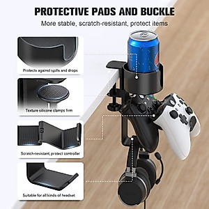 TOCiTAA New Controller Holder with Headphone Hanger, 3 in 1 Desk Cup Holder with Headphone Stand, Controller Stand Gaming Accessories, Game Controller Stand Holder for Xbox, PS4, PS5, PC, Switch