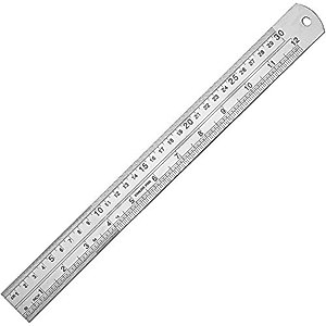Edward Tools 12 Inch Metal Ruler - Stainless Steel SAE and MM - Straight Edge has Inches and Millimeters - 1 Foot Length - for School, Office Contractor, Home Use (1)