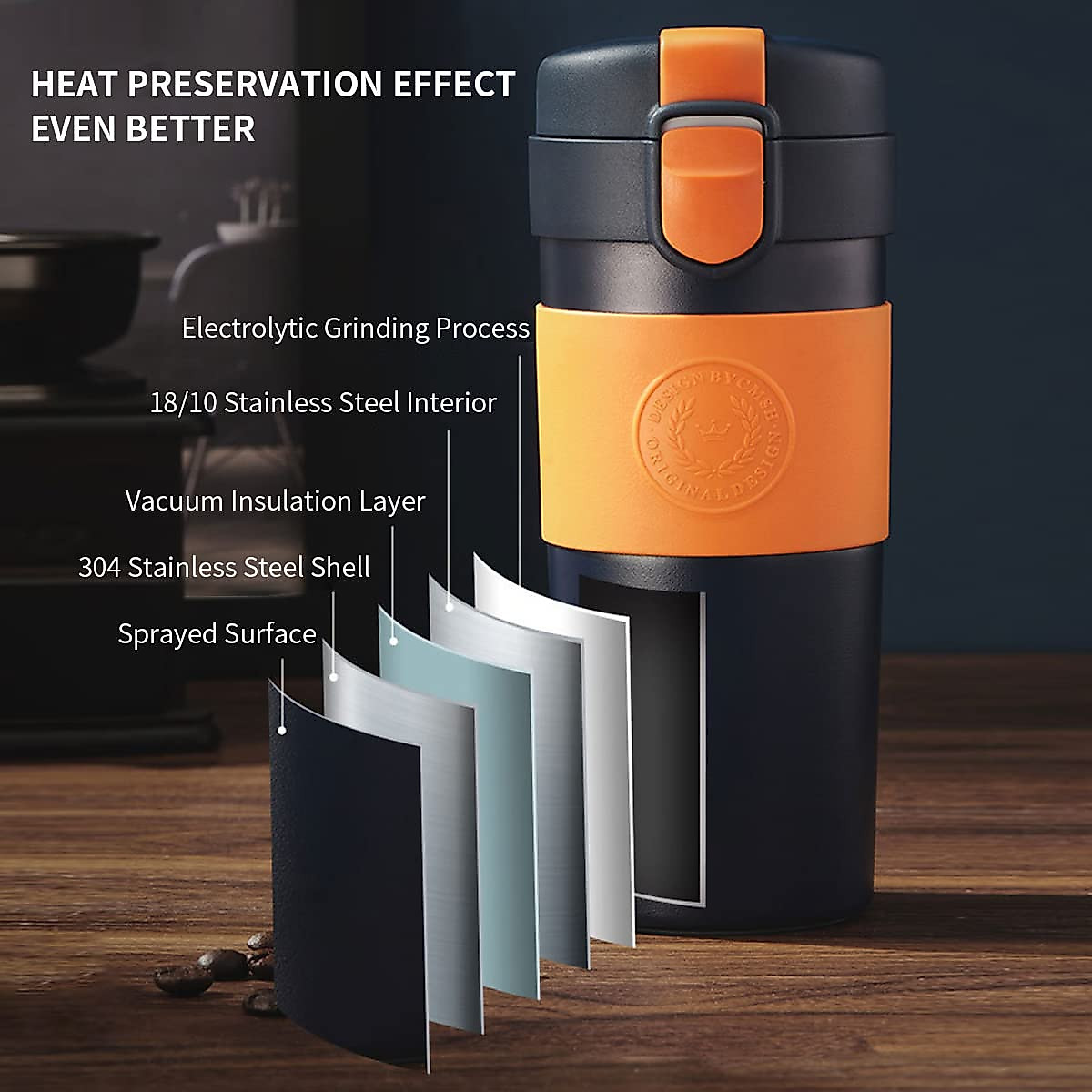 ZMHQLPDZ Coffee Mug, Stainless Steel Vacuum-Insulated Travel Mug, Double Wall Leak-Proof Thermos Vacuum Tumbler - 12oz 370ml Coffee Cup (Blue)