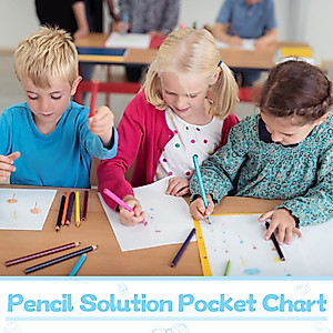 Pencil Pocket Chart Pencil Parking Pocket Chart Pencil Dispenser Organizer Holder Nylon Fabric with Grommets and Magnetic Strip for Kids Teachers Classroom School Storage Supplies (Simple)