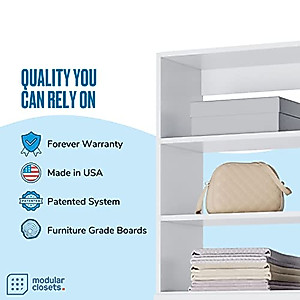 Closet Shelves Tower - Modular Closet System with Drawers (2) - Corner Closet System - Closet Organizers and Storage Shelves (White, 19.5 inches Wide) Closet Shelving