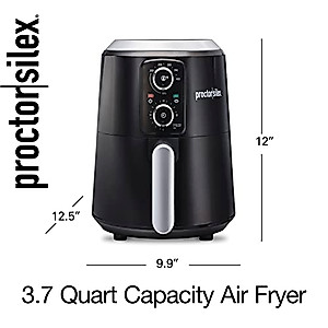 Proctor Silex 3.7 QT Air Fryer Oven with Temperature Control, 30 Min Timer, Non Stick Basket, 1350W, Black (35056)