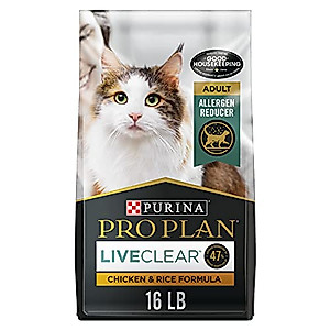 Purina Pro Plan Allergen Reducing, High Protein Cat Food, LIVECLEAR Chicken and Rice Formula - 16 lb. Bag