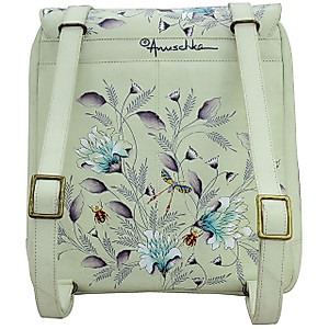 Anuschka Women's Genuine Leather Large Convertible Flap Backpack - Hand Painted Original Artwork - Cleopatra's Leopard