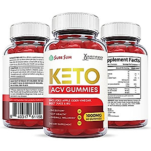 Justified Laboratories (10 Pack) Sure Slim Keto ACV Gummies 1000MG with Pomegranate Juice Beet Root B12 600 Gummys