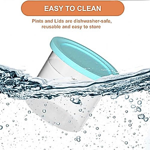 Creami Pints and Lids - 4 Pack, for Creami Ninja Ice Cream Containers,16 OZ Ice Cream Containers for Freezer Reusable,Leaf-Proof Compatible NC301 NC300 NC299AMZ Series Ice Cream Maker