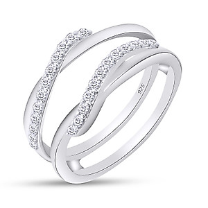 SAVEARTH DIAMONDS 3/10 ct t.w Round Cut Lab Created Moissanite Diamond Infinity Bypass Enhancer Guard Ring For Womens In 14K White Gold Over Sterling Silver(VVS1 Clarity 0.30 Cttw)-8