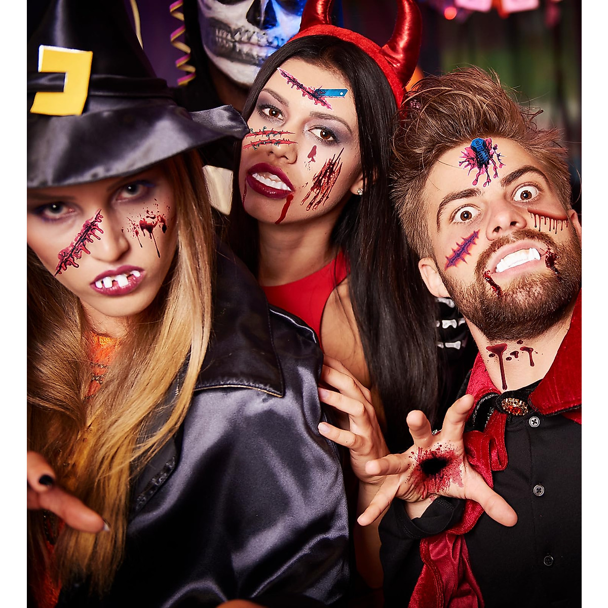 320 Pcs Halloween Tattoos,Temporary Zombie Tattoos, 30 Sheets Halloween Temporary Tattoos, Waterproof Fake Scars Horror Fake Bloody Wound Tattoo Stickers for Adult Kids Halloween Party Cosplay