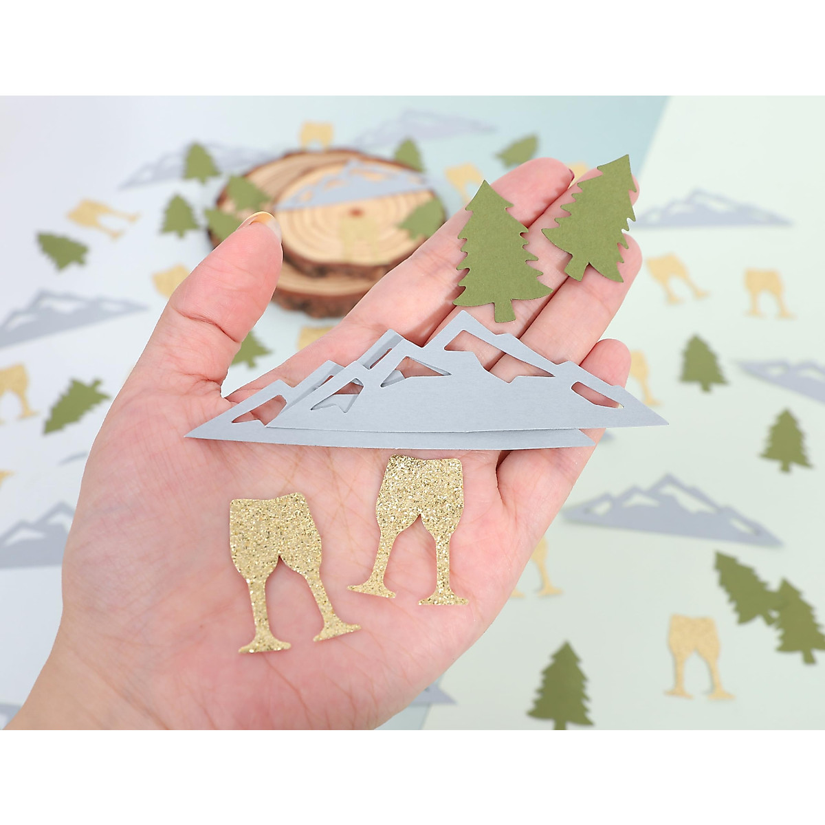 Camping Bachelorette Party Decorations - Mountain Bachelorette Party Confetti,Camp Table Glitter Confetti,Forest Hiking Bridal Shower Decorations,Last Trail Before The Veil Confetti