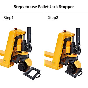 Homeon Wheels Pallet Jack Stopper Truck Chock Heavy Duty Pallet Jack Chock 14.2" Length x 11.6" Width x 2" Height (1 Piece-Black) and One T Level