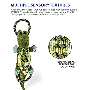 Charming Pet Ropes-A-Go-Go Gator Interactive Plush Squeaky Dog Tug Toy