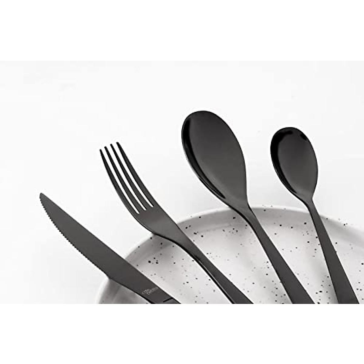 Otto Koning - Berlin - 20 Piece Black Cutlery Set for 4 people, Stainless Steel flatware, Tableware Silverware Set with Steak Knife and Fork Sets, Elegant Design, Mirror Polished and Dishwasher Safe