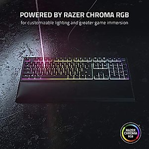 Razer Ornata V2 Gaming Keyboard: Hybrid Mechanical Key Switches - Customizable Chroma RGB Lighting - Individually Backlit Keys - Detachable Plush Wrist Rest - Programmable Macros