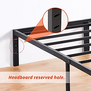 PrimaSleep 18 Inch Heavy Duty Steel Slat Anti-Slip Support, Easy Assembly Platform Bed frame, Noise Free Steel Mattress Foundation, Maximum Storage, No Box Spring Needed, Black, King Size
