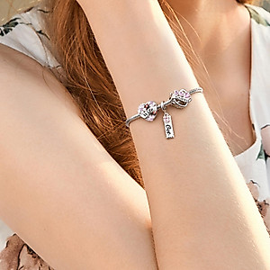 JIAYIQI Wife Charms for Pandora Charms Bracelet I Love You Forever Sterling Silver Daisy Ladybug Love Charms Bead Christmas Birthday Valentine's Day Present for Wife from Husband