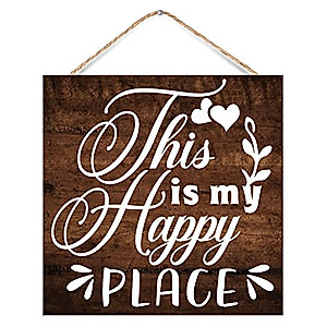 This Is My Happy Place Wood Signs Home Décor Rustic Signs Motivational Wood Home Sign for Dinning Room Laundry Pantry 12x12in