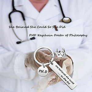 FOTAP PHD Keychain Doctor of Philosophy Jewelry Doctorate Gift PhD Graduation Gift She Believed She Could So She Did Keychain (PHD key)