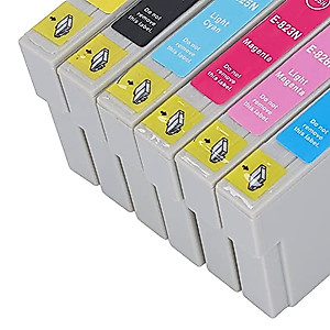Ink Cartridge BK C M Y LC LM 6 Colors Printing Accessory Part Clear Printing Large Capacity Broad Utility for Photo Paper Document (T0821N/T0822N/T0823N/T0824N/T0825N/T0826N)