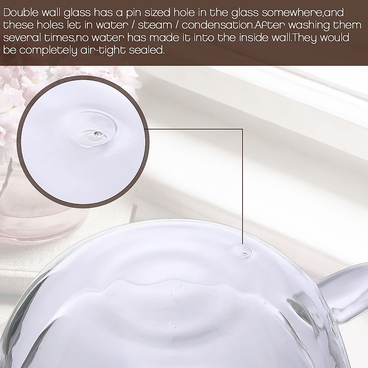 Gerrii 8 Pack 13.5 oz Double Walled Glass Coffee Mugs with Handle, Clear Glass Coffee Mugs Insulated Layer Coffee Cups Espresso Mug Cups for Cafe Latte Cappuccino Tea