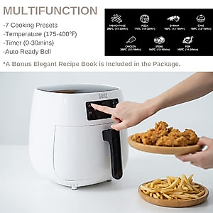 SenzTronics 4.3 Quart Air Fryer, Electric Hot Air Fryers Oilless Cooker with Digital LCD Touch Screen, Nonstick Basket, 1400W, UL Listed (White)