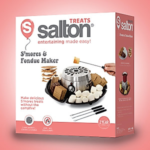 Salton Electric S'Mores Maker - Perfect Gift for Date Night - Temperature Control, 4 Lazy Susan Trays & 4 Roasting Skewers Included