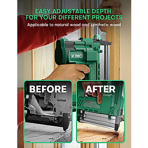 KIMO 18 Gauge Nail Gun Battery Powered w/ 2 X 2.0 Battery & Charger, 2 in 1 Cordless Brad Nailer/Electric Stapler, Adjustable Depth, 18GA Staples for Upholstery, Home Improvement & Woodworking
