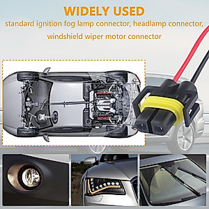 2 Pack H11 Headlight Wiring Harness Sockets,H11 Connector with Headlight Pigtail,Universal Fog Light Wiring Harness Connector Car Accessories for Most Cars SUVs Trucks