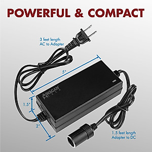 Wagan EL9903 AC to DC Power Adapter 5A 60W Power Converter 110V AC to 12V DC Cigarette Lighter Socket Adapter for 12V Car portable Fridge ETL listed