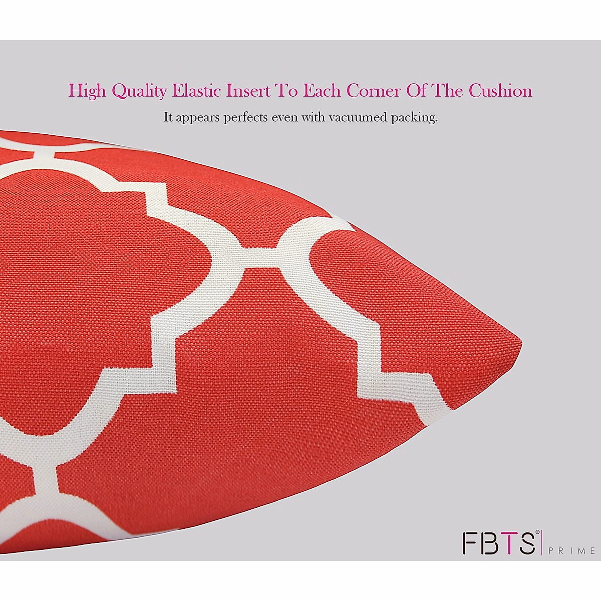 FBTS Prime Pack of 2 Outdoor Waterproof Decorative Throw Pillow Covers for Patio Furniture, 18x18 Inch Fade Resistant Patio Garden Cushions for Couch Bed Sofa, Geometric Red