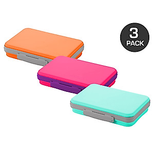 It's Academic Flexi Storage Box with Lid, Collapsible Pencil Case Design for Craft and School Supplies, 3-Pack