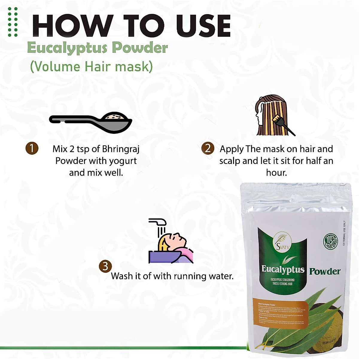 SVATV Eucalyptus Powder | Eucalyptus Staigeriana | For Hair Growth | Soothes The Scalp | Good for Skin | Size - 227g, Half Pound, 8oz