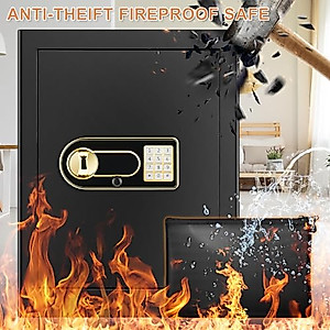 2.5 Cubic Large Fireproof Safe Box with Waterproof Fireproof Document Bag, Anti-Theft Home Safe with Combination Lock, Security Safe for Money Ammunition Medicines