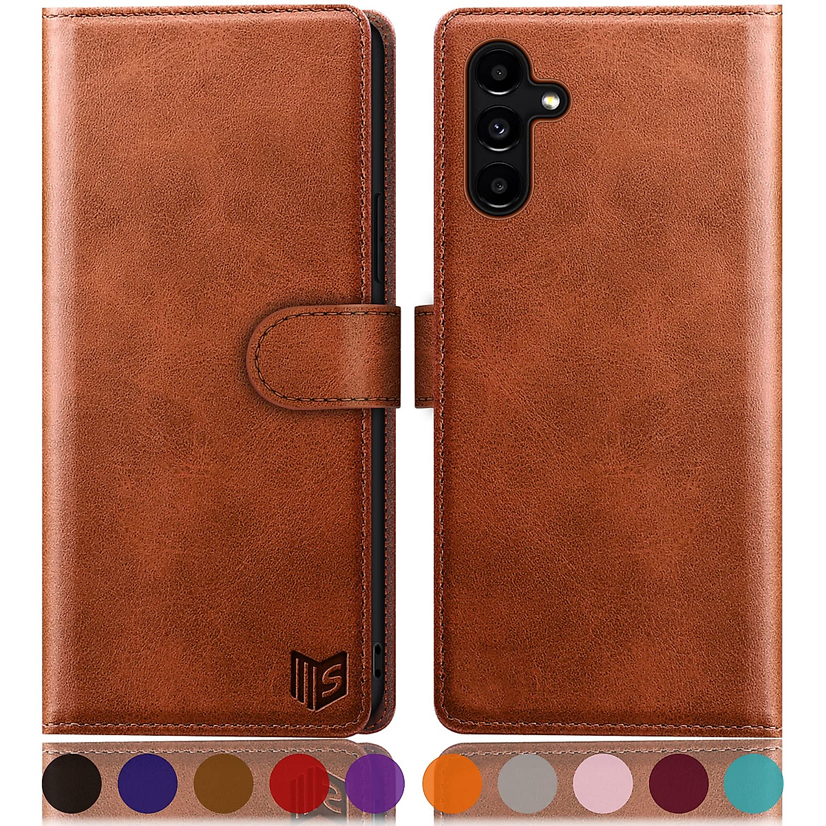SUANPOT for Samsung Galaxy A54 5G Wallet case with RFID Blocking Credit Card Holder,Flip Book PU Leather Protective Cover Women Men for Samsung A54 Phone case Light Brown