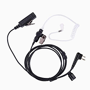 KS K-STORM Covert Acoustic Tube Walkie Talkie Earpiece Headset with Mic Compatible with 2 Pin Motorola Two Way Radio, PU Material