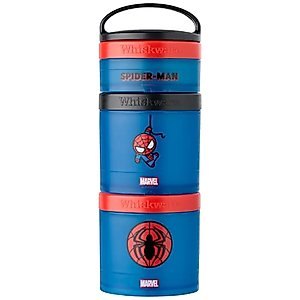 Whiskware Marvel Stackable Snack Containers for Kids and Toddlers, 3 Stackable Snack Cups for School or Travel, Spider-Man Character