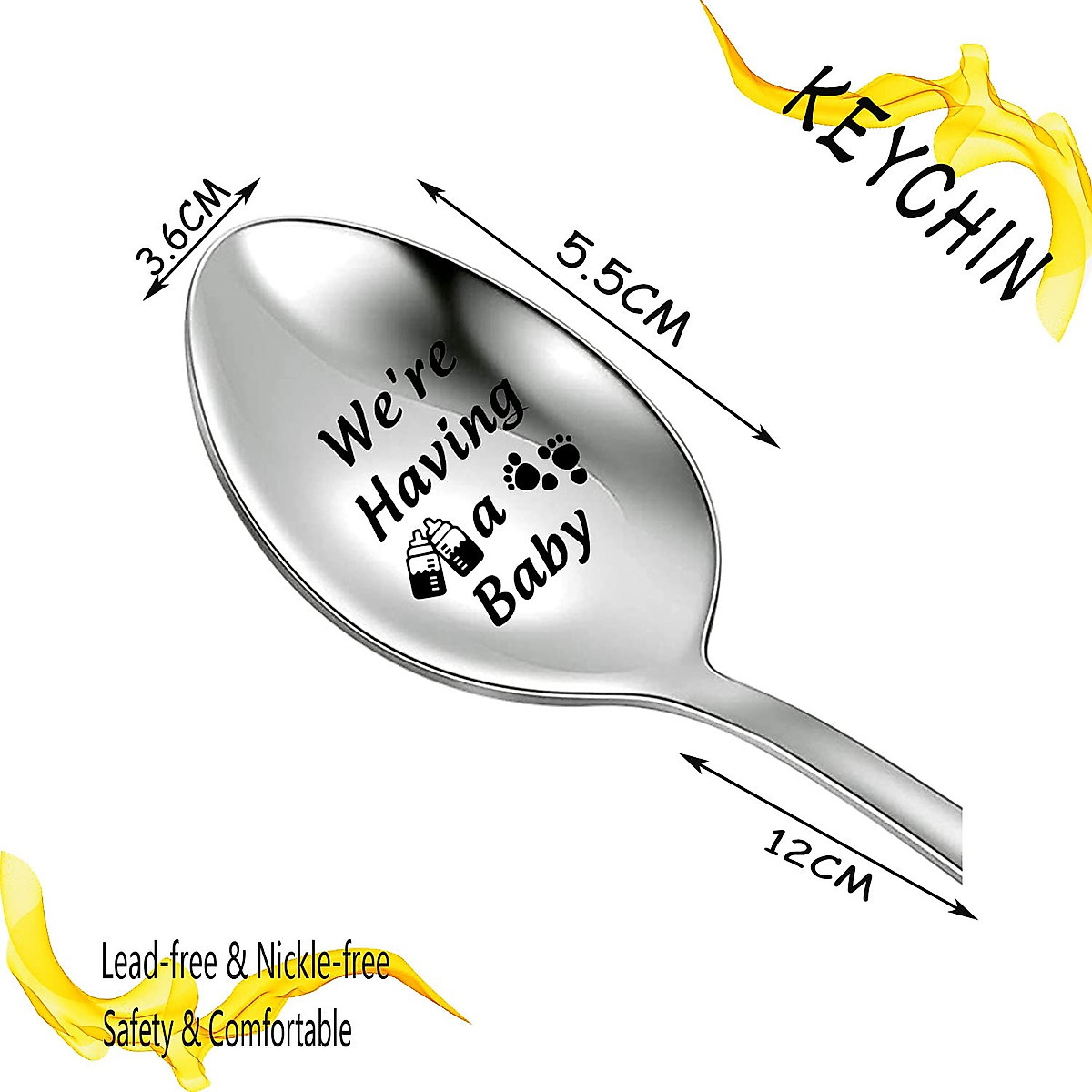 KEYCHIN Pregnancy Quotes Gift Pregnancy Reveal Spoon Announcement Husband Gift You're Going To Be A Daddy Engraved Stainless Steel Spoon for New Dad (Having a Baby spoon)