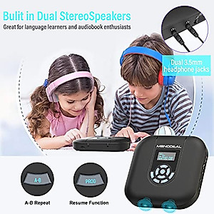MONODEAL Portable CD Player with Speaker Rechargeable CD Player with FM Transmitter CD Player Portable for Car for Home Travel with Headphone CD Player Portable for Walkman