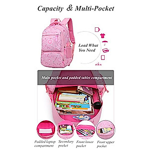 3Pcs Pretty Girls Elementary Bookbag Satchels for Primary Girls School Bag Backpack Set with Lunch Kits