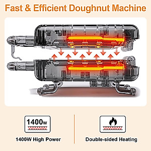 Mini Donut Maker Machine for Home, Kid-Friendly 16-Hole Electric Doughnut and Pancake Maker with Non-Stick Surface, Ideal for Homemade Doughnuts (Black with 1 Pair Mini Oven Gloves & Brush)