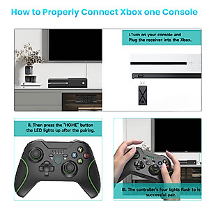 YCCSKY Wireless PC Controller for Gaming, Wireless Game Controller for Windows 7/8/10/11 with 2.4GHz Adapter, with Turbo Function, Dual Vibration and Share Button (2.4G Wireless, Black/Green)