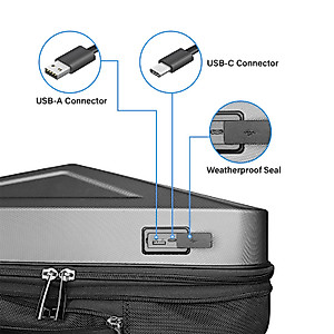 Cyberbackpack Gray Expandable Anti-theft 17.3 Inch Laptop Computer Lightweight Work Business Travel Hiking Student College Motorcycle Fashion Adult Unisex Hard Backpack for Men Women With USB Charging